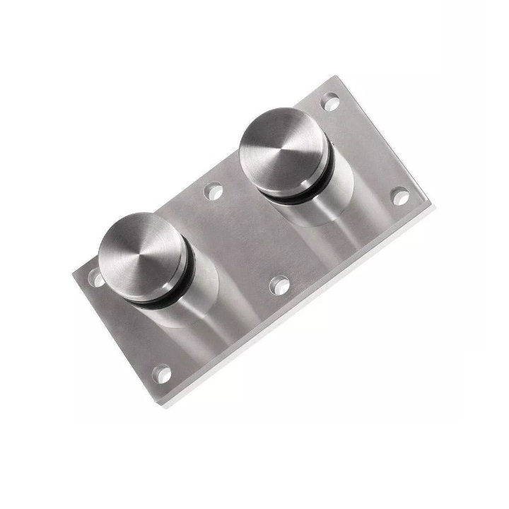 Matte Black Stainless Steel Twin Glass Railing Standoff With Mounting Plate