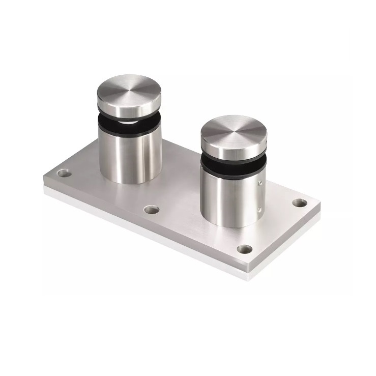 Black Stainless Steel Twin Glass Railing Standoff With Mounting Plate