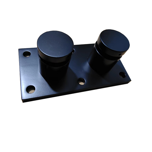 Black Round Standoff Fitting with Mounting Plate for Glass Railing