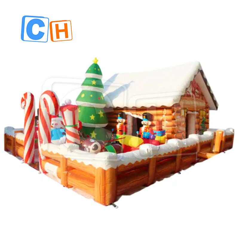 CH Festival Christmas Cartoon House Elk Sled Santa's Home Inflatable ...