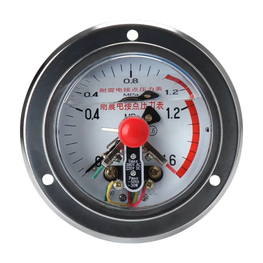 YNXC100ZT Shock-Proof Axial Electric Contact Pressure Gauge(With Front ...