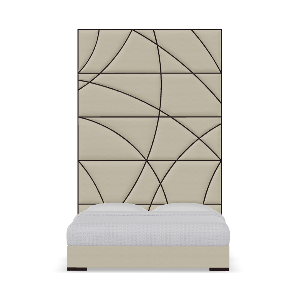 Embroidery pattern bedroom high back bed