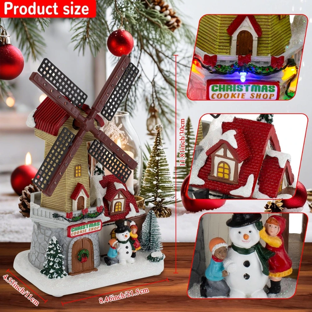 Animated Christmas Village Windmill Décor – Pre-lit LED Lights and ...