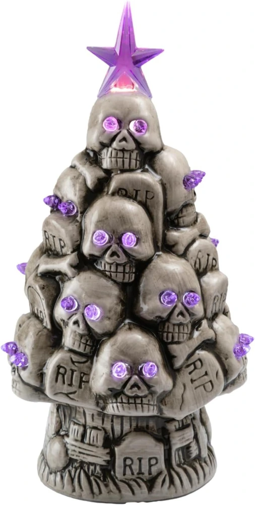 Wholesale Ceramic Light-up Skull Halloween Tree - Spooky Hand Painted ...