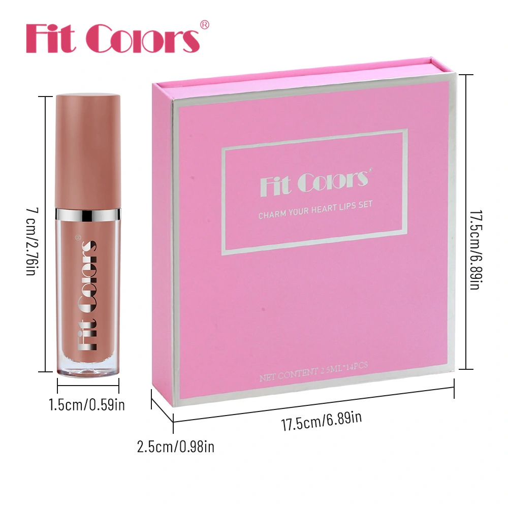 Fit Colors 14-Piece Lip Gloss Gift Set Matte &Finishes Non-Transferring ...