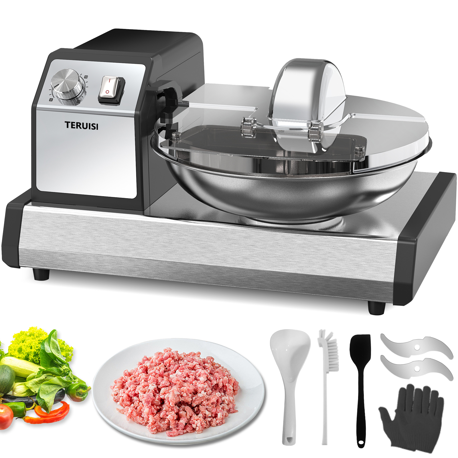 TERUISI Commercial Food Processor, 250W Heavy Duty Electric Meat ...