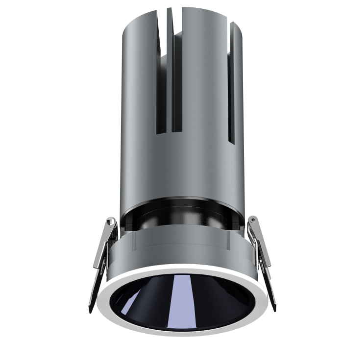 Small steel cannon spotlight - round surface ring / embedded