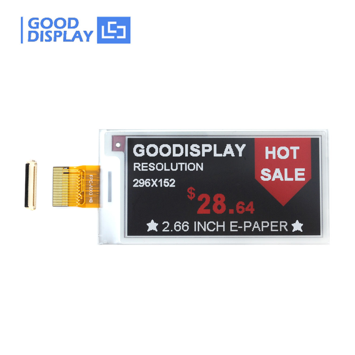 2.66 Inch Tri-Color E-Paper Display (Black/White/Red) – High-Resolution ...
