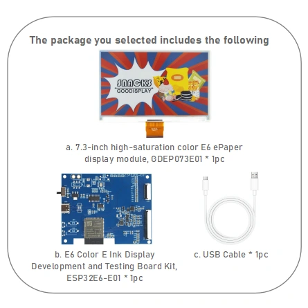 7.3-Inch E6 High-Saturation Color ePaper Display E Ink Spectra 6 GDEP073E01