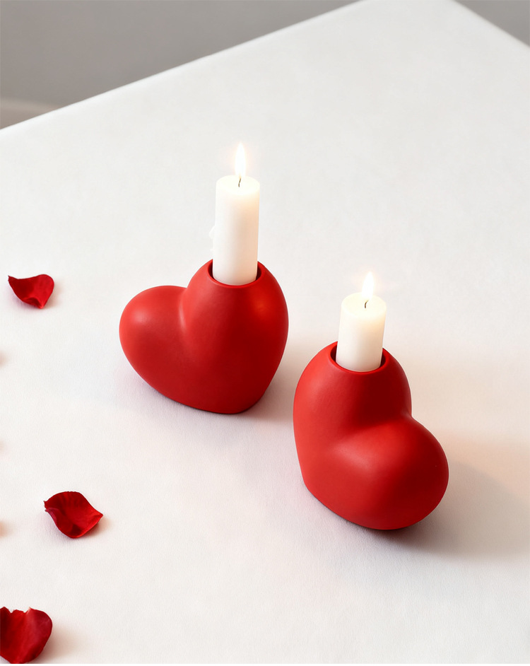 Ceramic Heart Candle Holder Set For Valentine's Day