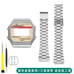 Stainless Steel Metal Bezel Case + Strap Kit for Casio F91W/A158/A159 ...