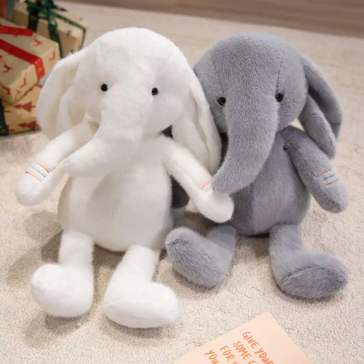 Minimalist Gray Elephant Plush Toy with Long nose and legs Lanky Larry ...