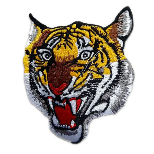 Large Roaring Tiger Head Embroidered Patch 3.8"x5.1" | Iron On Applique