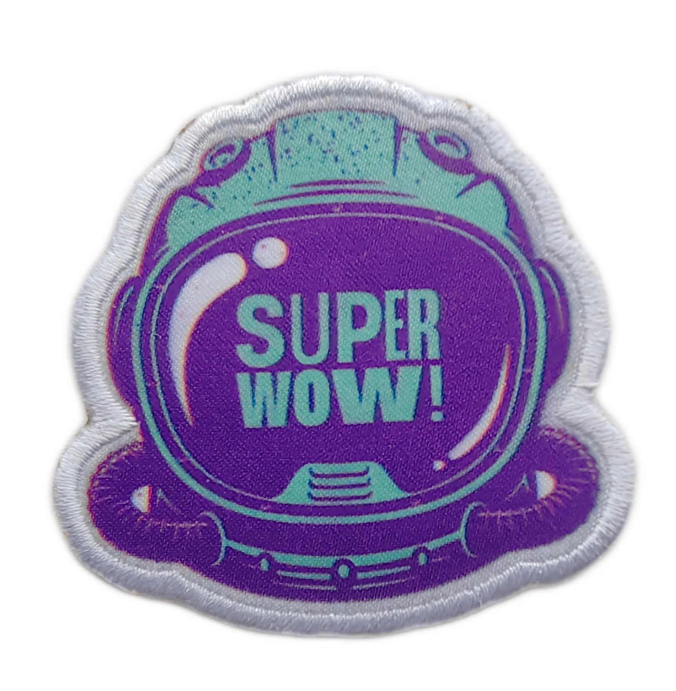 Custom "SUPER WOW!" Text Sublimated Patch | Vivid Slogan Sample