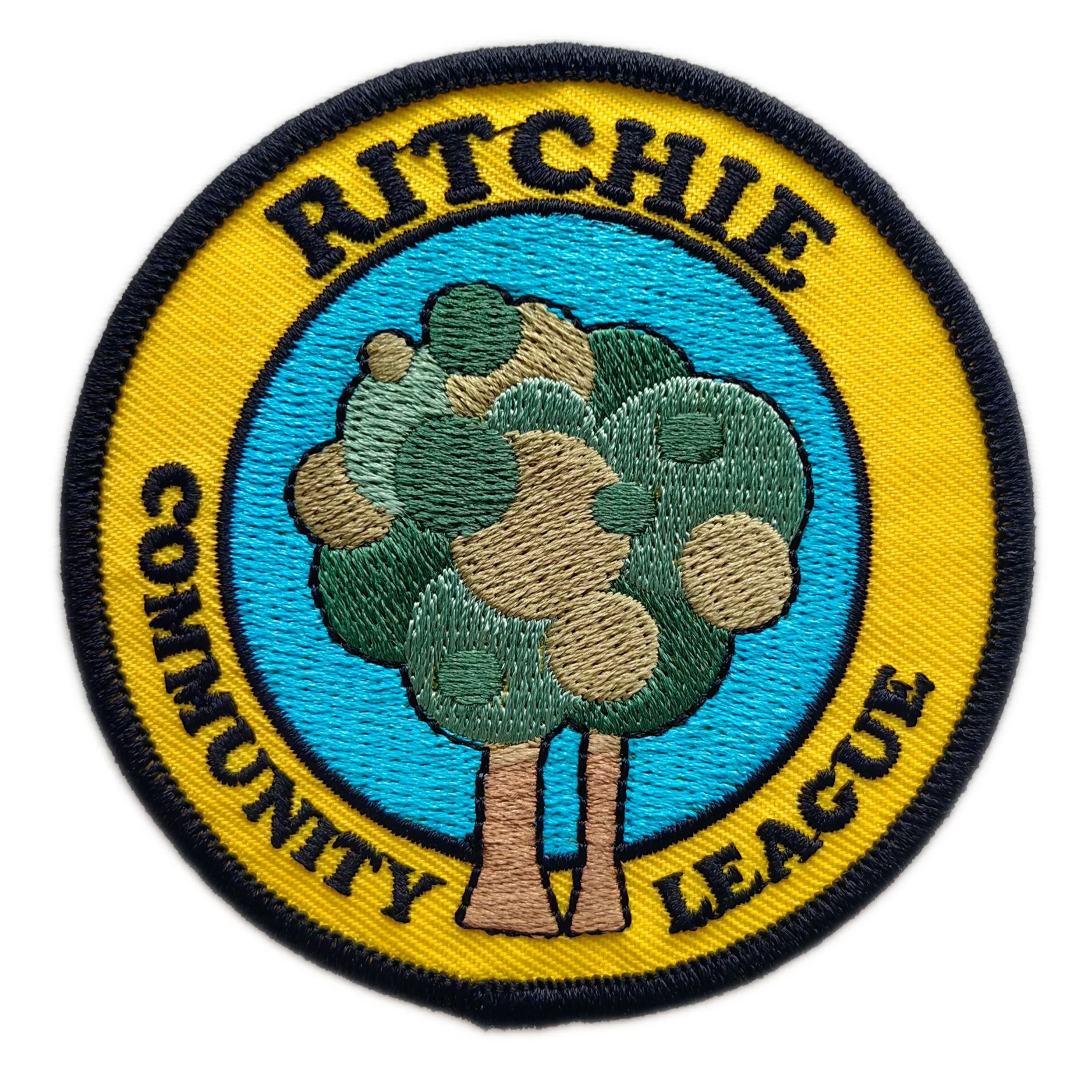 Ritchie Community League Patch | Yellow Polytwill Merrowed Border