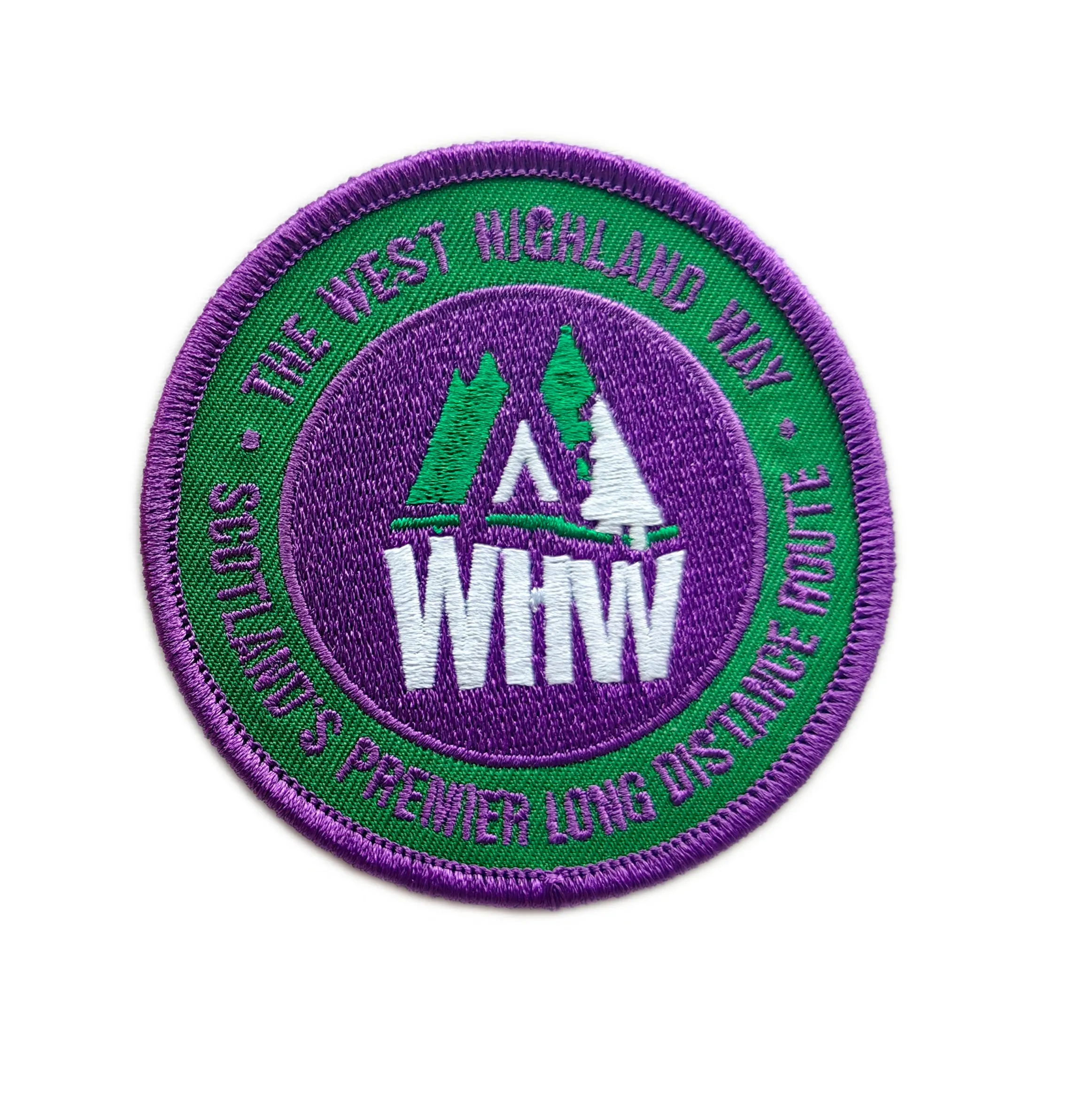 West Highland Way (WHW) Embroidered Patch – Purple & Green Trail Logo