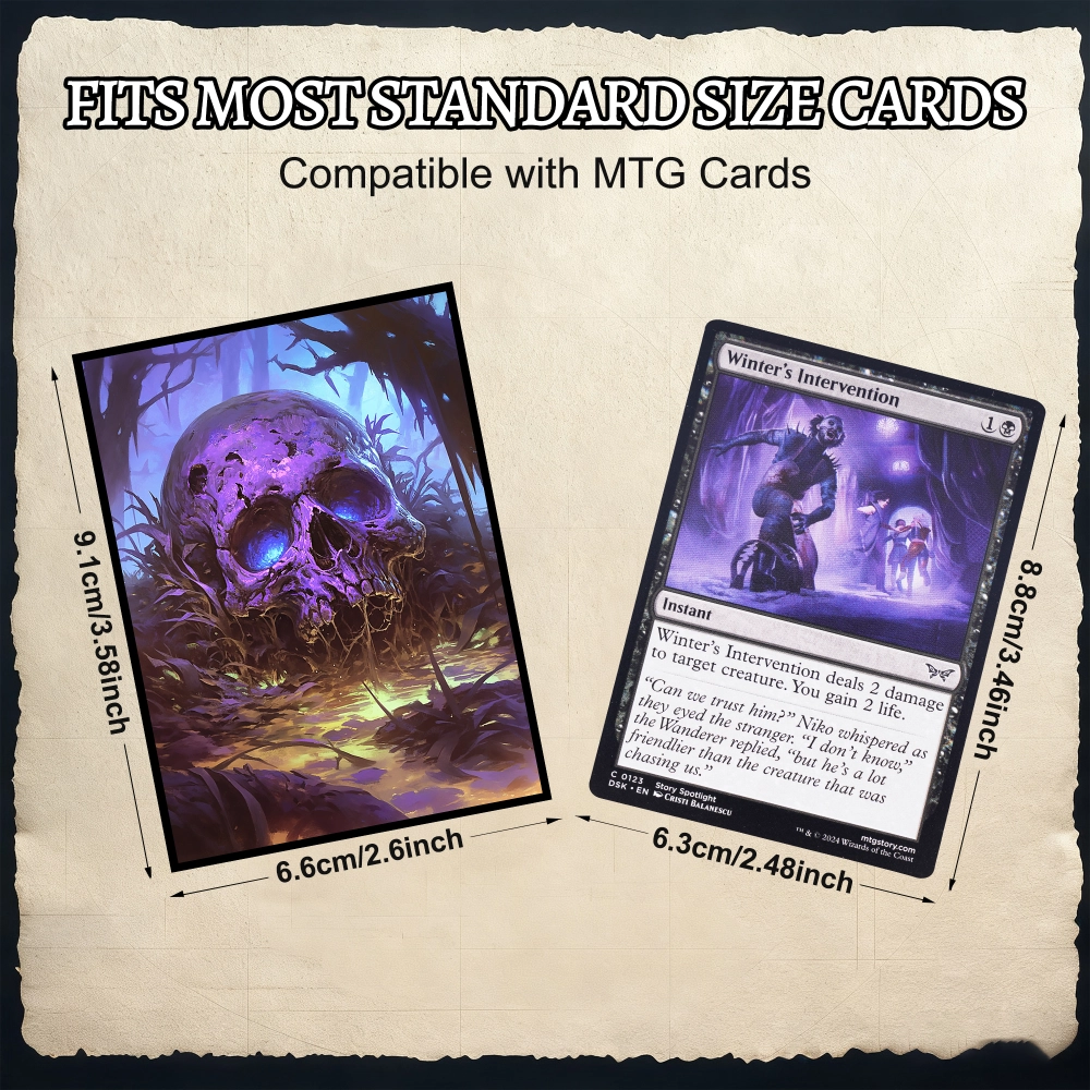 KABINKA MTG Card Sleeves Pack Clear Front & Matte Finish Back with Skull