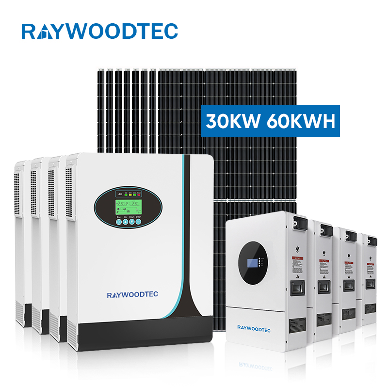 30KW 60KWH Solar Kit LiFePO4 Battery Hybrid Power System for Home Use