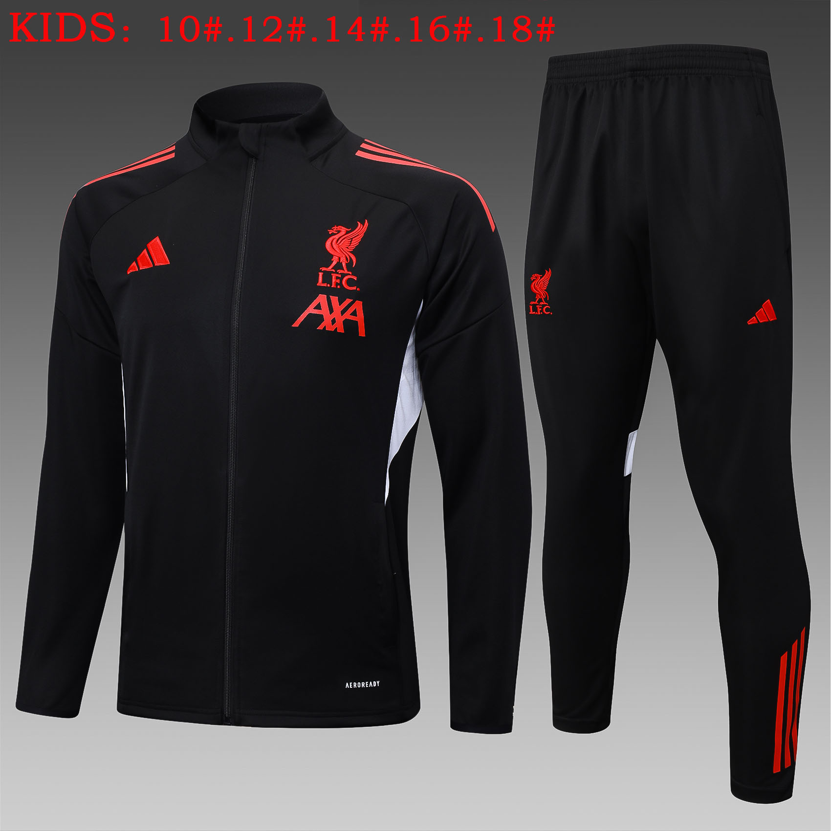 E2548 # Long Pull Liverpool Training Uniform Black Kids+Adults