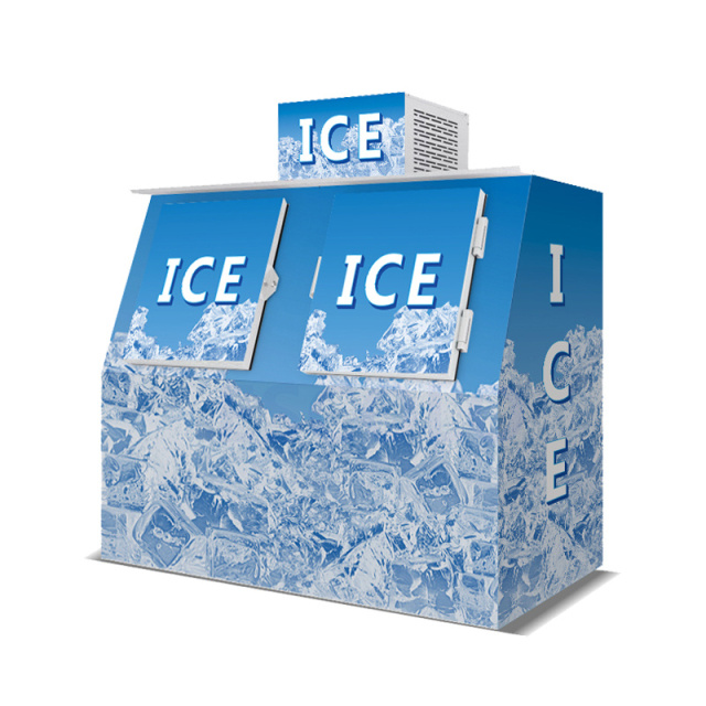 Commercial Slanted-Door Ice Storage Freezer for High-Capacity Outdoor Use