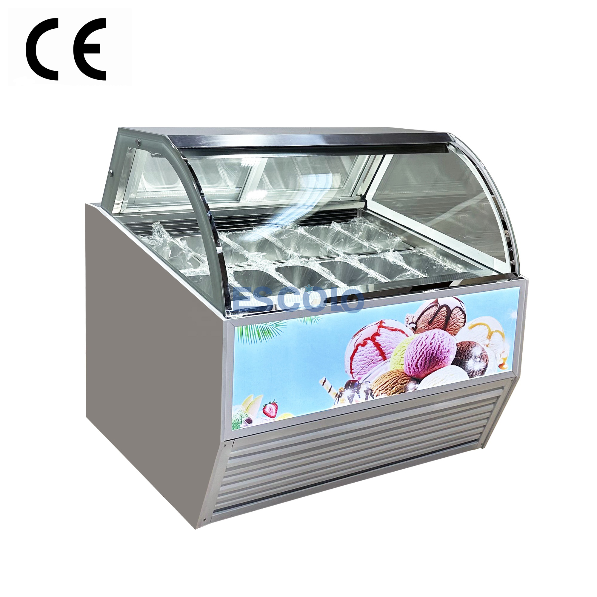 Curved Glass Ice Cream Freezer – Wholesale Commercial Ice Cream Display ...