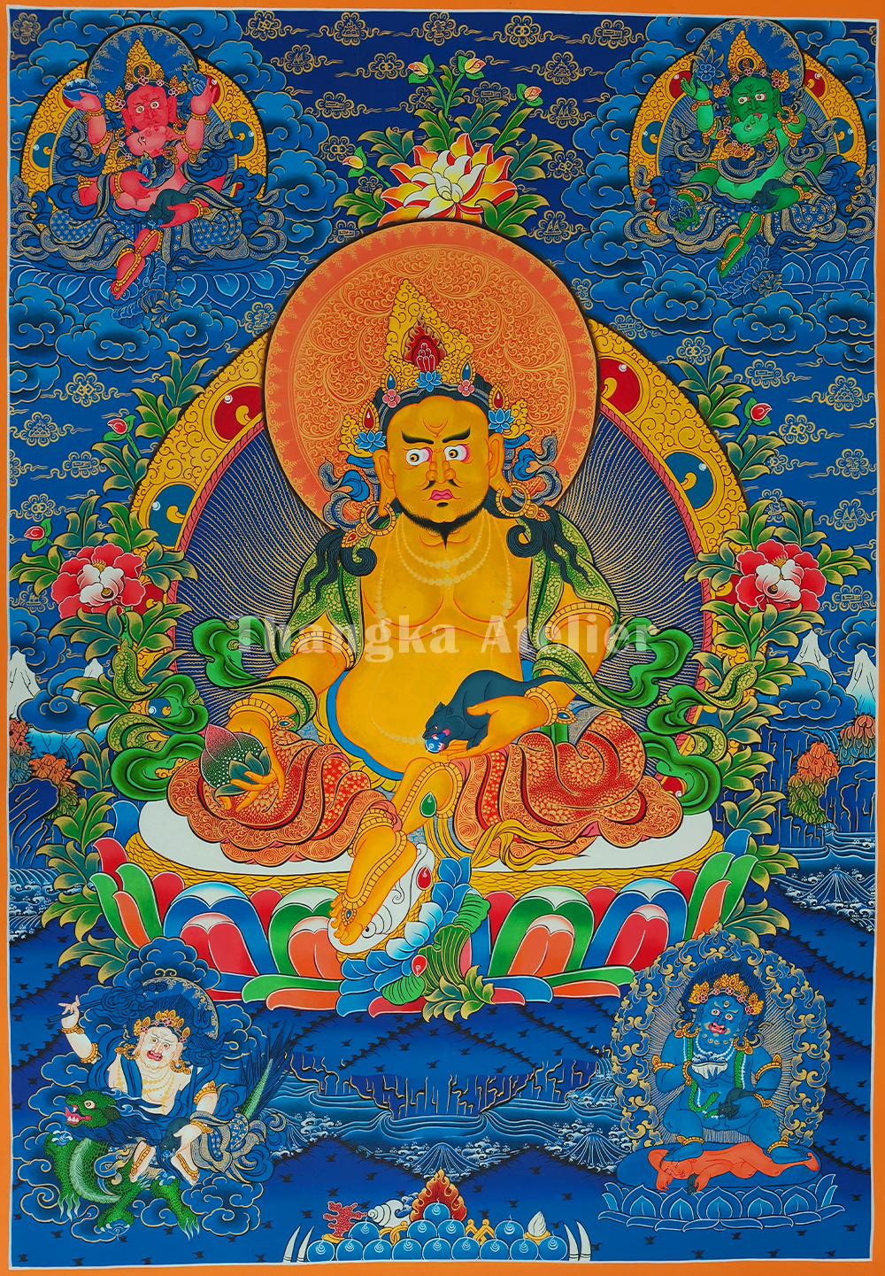 The Five Dzambhala Thangka | Sacred Symbol of Prosperity and Protection