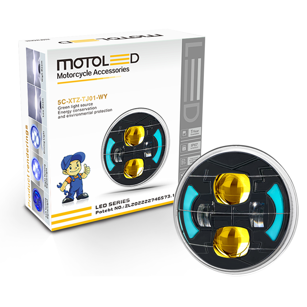 GN125 5 3/4 inch Motorcycle Semi-Assembly Led Headlight Optical ...