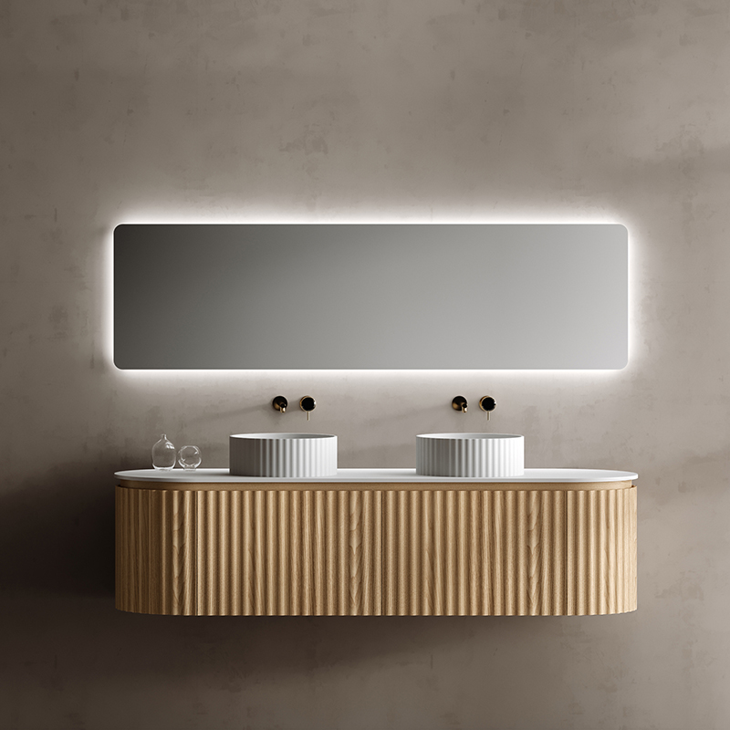 Wholesale Price Fluted Floating Bathroom Vanity Unit With Double Basins ...