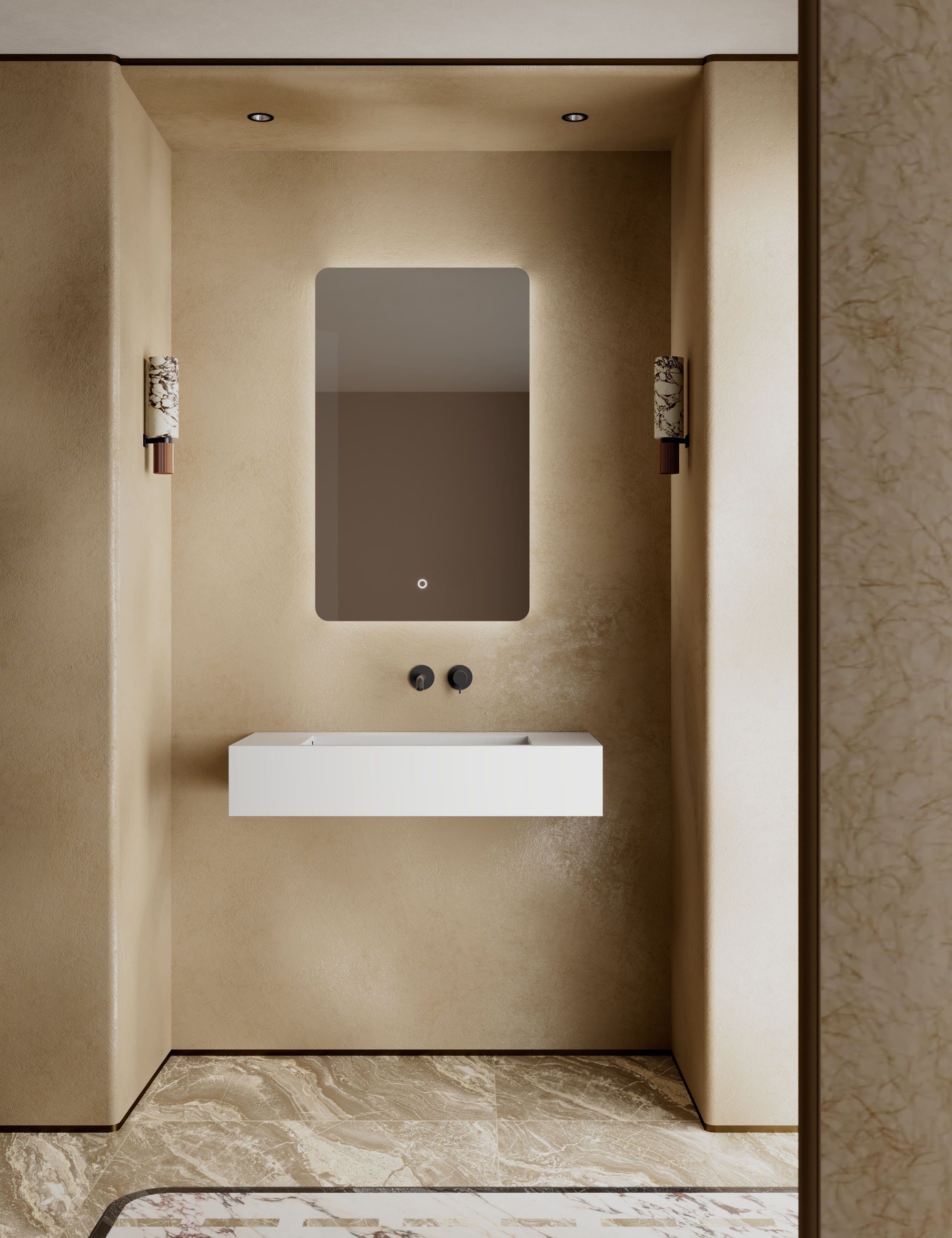 T&W 31.5-Inch Wall-Mount Solid Surface Wash Basin | Premium Bathroom Sink