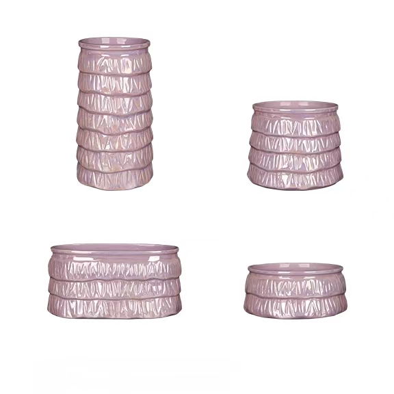 Graduated Texture Layered Ceramic Vase Series