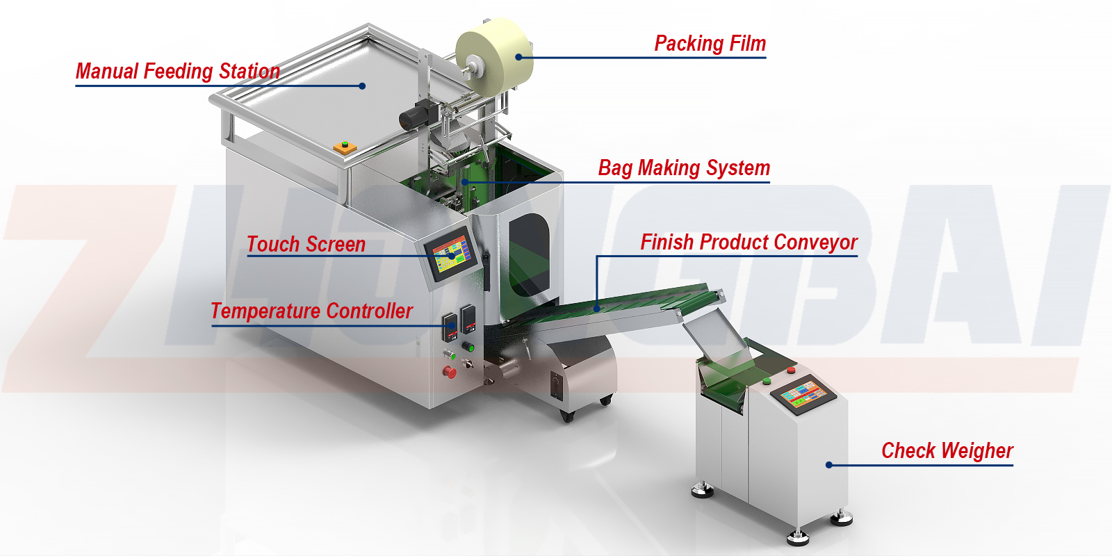 Flexible Plastic Parts Packing Machine with Check Weigher